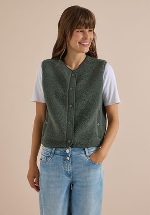 Cecil Fellimitatweste CECIL, Damen, Gr. XXL (46), gr&uuml;n (dried olive gr&uuml;n), Stoff, Obermaterial 1: 100% Polyester. Obermaterial 2: 60% Baumwolle, 40% Nylon, 