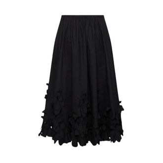 Forte_Forte Floral bestickter knielanger Rock - - Skirts - Damen - Schwarzk - S