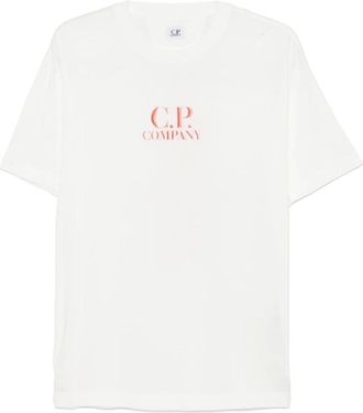 C.P. Company C.p. Company, Homme, Tops, Blanc, Taille: M T-Shirt Logo en Jersey 30/1