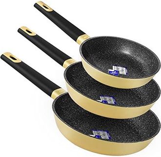 Cecotec Pfannenset Polka Experience 20-24-28 Bucket Set Vulcano, Durchmesser 20-24-28 cm, Gegossenes Aluminium, Antihaftbeschichtung, Geeignet für alle Herdar