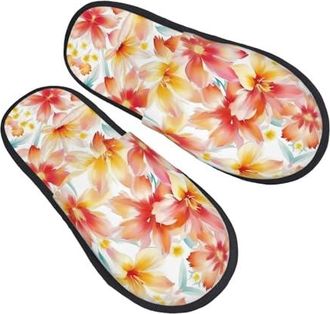 Generic Unisex Pantoufles en Feutre Imprim&eacute; pivoine p&ecirc;che Chaussures de Maison Chaud Chaussons Homme pour Maison Adulte Femme L