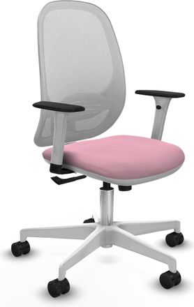 Piqueras y Crespo Verstellbarer Lendenwirbelstuhl mit 1D-Armlehnen, ausgestattet mit 3 Positionen und Schneideschaum, mit Rollen von 65 mm, Nylon, Wei&szlig;/Rosa