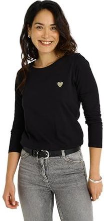 Grain de Malice T-Shirt uni avec coeur brod&eacute; Femme