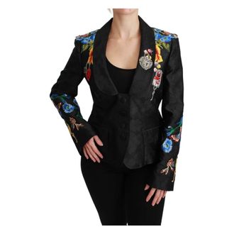 Dolce & Gabbana Femme, Vestes, Noir, Taille: 42 FR Blazer Veste Manteau