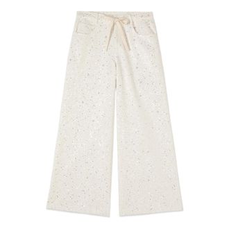 Oltre Palazzohose mit Pailletten - - Trousers - Damen - Wei&szlig; - 3XL