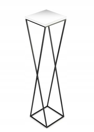 HowHomely Pflanzenst&auml;nder Metall 70 cm Hoch - Stabiler und Fester Blumenhocker mit Wei&szlig; MDF-Platte auf Schwarz St&auml;nder - Blumenst&auml;nder zur Dekoration Innenr&auml;ume