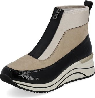 Remonte Damen High-Top Sneaker D0T71, Frauen Halbschuhe,lose Einlage,Strassenschuhe,Freizeitschuhe,Turnschuhe,Laufschuhe,Stiefel,beige Kombi (60),36 EU