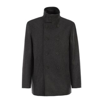 Herno Homme, Manteaux, Gris, Taille: M Manteau Crois&eacute; en M&eacute;lange de Laine