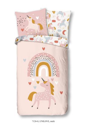 MID.YOU Mid.you Kinderbettwäsche, Rosa, Textil, Einhorn, 135x200 cm, Oeko-Tex Standard 100, pflegeleicht, atmungsaktiv, weiche und anschmiegsame Oberfläche, S