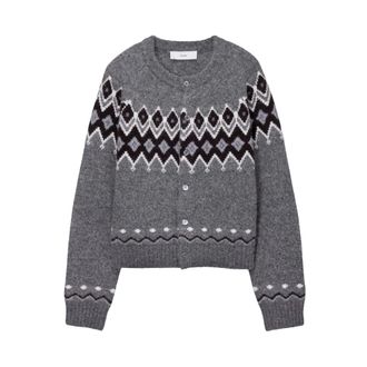 Dunst Cardigan Fair Isle - Femme - Pulls - Gris - Taille: 36 FR