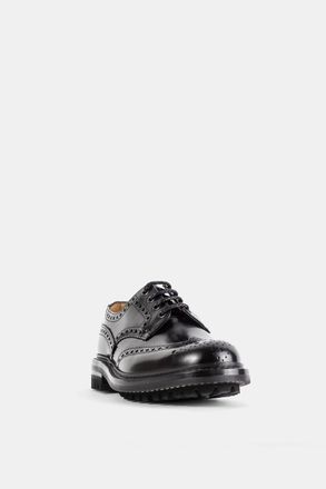 Churchs Mens Derby Mc Pherson Brogue En Cuir Grain&eacute; &Agrave; Semelle Commando Black Flat Shoes