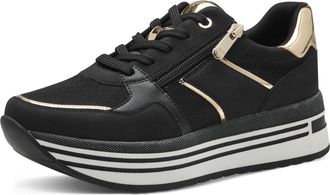 Marco Tozzi Damen Plateau Sneaker mit Schnürsenkeln Freizeit, Schwarz (Black Comb), 37 EU