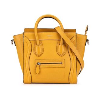 Celine Pre-owned Nano Leather Luggage Tote - Femme - Pre-owned - Jaune - Taille: ONE Size