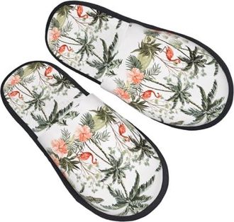 Generic Chaussons Femme Homme Palmiers Flamants Roses Chaussons Automne Hiver Antidérapantes Pantoufles Pour Invités, Pour Hommes, Mariage, Fête, M