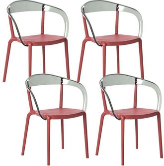 Beliani Gartenstuhl 4er Set MALEVIZI stapelbar Rot