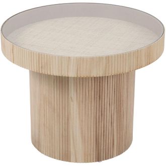 SVITA MIGUEL Beistelltisch mit Glas Coffeetable Couchtisch klein rund Natur