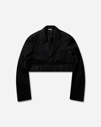 Comme Des Gar&ccedil;ons Men s Wool Satin Layered Cropped Blazer