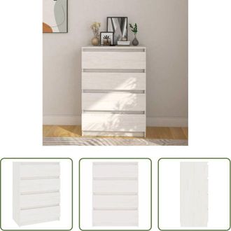 vidaXL vidaXL Kieferholzbeistellschrank - Beistellschrank Wei&szlig; 60x36x84 cm Massivholz Kiefer