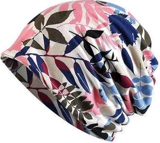 Generic Couvre-chef chimio pour femme - Turban doux - Motif floral - Tissu doux - Bandana alopécie, Rose Marine Mauve Leaf, Taille unique