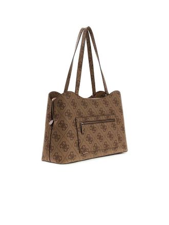 Guess Womens Tote Bag Latte Logo Polyurethane - Tote-Bags