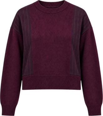 Nenette Pull Col Rond Coupe Boxy avec Inserts Ray&eacute;s - Femme - Pulls - Violet - Taille: 36 FR