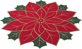 Artibetter LIFKOME Weihnachtliches Tischset aus Langlebigem Material mit Besticktem Wintergr&uuml;n Motiv 38cm Dekoratives Platzset f&uuml;r Esstisch und Festtagsdeko