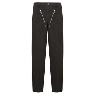 Dries Van Noten Braune Baumwollhose mit Metallrei&szlig;verschluss - - Trousers - Herren - Braun - S