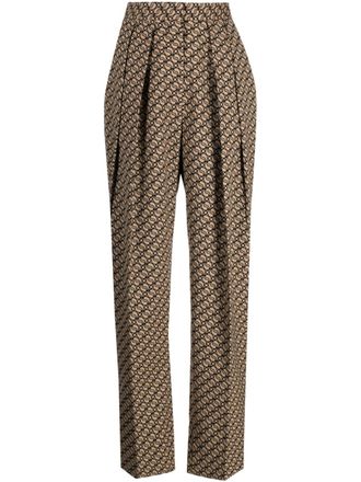 Stella McCartney pantalon en laine m&eacute;lang&eacute;e &agrave; coupe droite - Marron