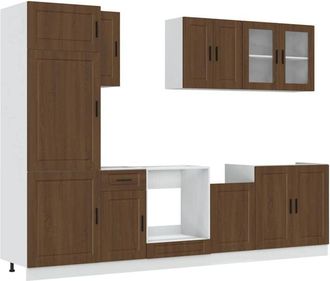 vidaXL 8-tlg. K&uuml;chenschrank-Set Braun Eichen-Optik Holzwerkstoff vidaXL