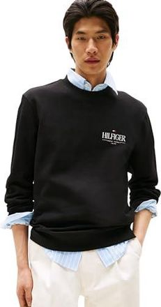 Tommy Hilfiger Sweat Homme Stacked Regular Fit, Noir (Black), M