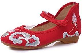 Lazutom Femmes Vintage Style Chinois Broderie Casual Mary Jane Dancing Party Chaussures - Rouge - Red 2, 41 EU