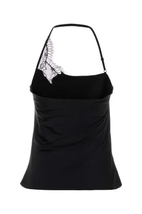 Courr&egrave;ges Womens Black Stretch Satin Top Exterior: Viscose Elastane Maglie Sweater