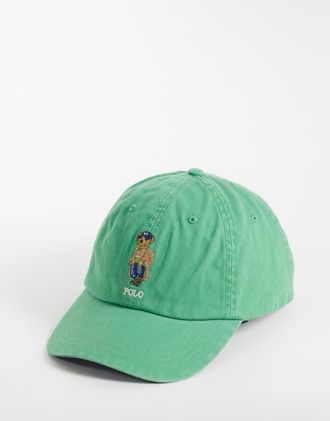 Polo Ralph Lauren bestickte B&auml;ren-Baseballcap in Mittelgr&uuml;n