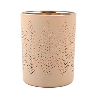 Pajoma Pajoma Kerzenhalter Leaf II Gr. M, aus Glas, in Creme, golg galvanisiert, H 9,8 x Durchmesser 7,7 cm