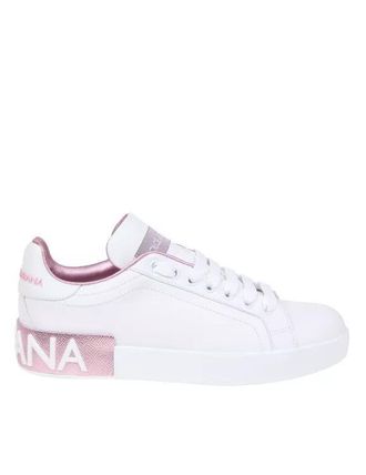 Dolce & Gabbana Low-Top Sneaker - Portofino Sneakers In Nappa Leather - Gr. 39 (EU) - in Wei&szlig; - f&uuml;r Damen
