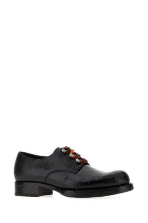 Prada Mens Black Leather Lace-Up Shoes Nero Mocassini Loafers