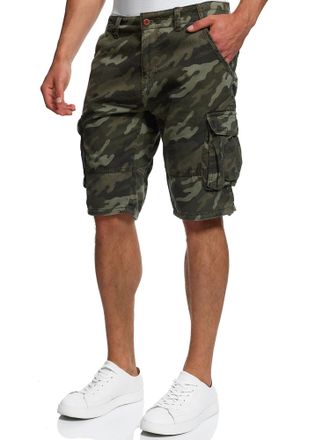 Indicode Herren Monroe Cargo Cargo-Shorts inkl. G&uuml;rtel | Bermuda M&auml;nner Sommerhose aus Baumwolle Dired Camouflage, 3XL