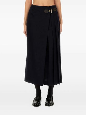 Moschino jupe mi-longue &agrave; d&eacute;tail de boucle - Bleu