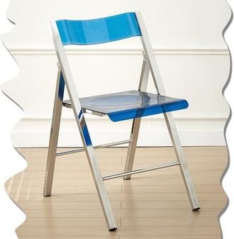 Generic Chaise pliante empilable en acrylique transparent, chaise de salle &agrave; manger moderne sans accoudoirs, tabouret pliable, panneau en plastique et cadre e