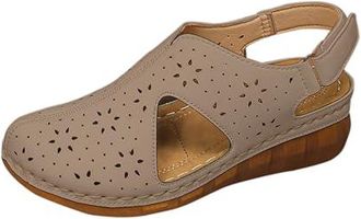 Generic Sandales compens&eacute;es basses pour femme - Respirantes - Bout ferm&eacute; - Couleur unie - L&eacute;g&egrave;res, &eacute;l&eacute;gantes, polyvalentes et confortables - Avec soutien de l