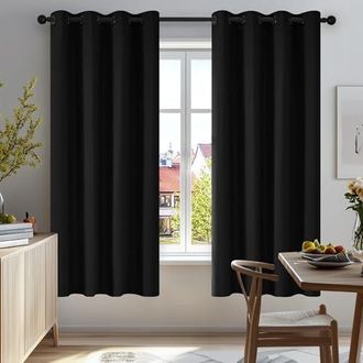 Deconovo Lot de 2 Rideaux Occultants Rideau Chambre Fille Enfant Galon Fronceur D&eacute;sign Moderne Rideau Salle &agrave; Manger,Halloween Orange 117x160cm