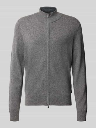 HUGO BOSS Strickjacke aus Wolle Kaschmir mit Stehkragen