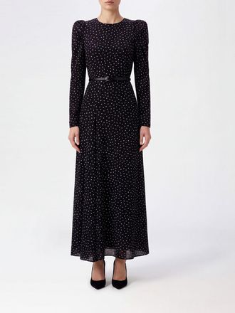 Parosh Robe longue P. A.R. O.S. H. en pure soie &agrave; imprim&eacute; &eacute;toiles avec ceinture