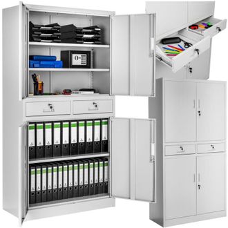 TecTake Armoire de classement en m&eacute;tal Verrouillable