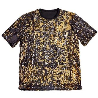 Generic Tee-Shirt Homme- T-Shirt &agrave; Manches Courtes &agrave; Paillettes Style Carnaval Id&eacute;Al pour Les Festivals Concerts Et Soir&eacute;Es Chic