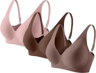 Generic Soutien-gorge fronc&eacute;, doux et confortable, soutien-gorge sans fil, lingerie pour femme, soutien-gorge de sport pour tous les jours inconfortable, Rose