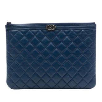 Chanel Pre-owned Gesteppte Leder Pochette - - Pre-owned - Damen - Blau - ONE SIZE