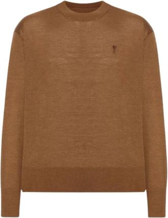 Ami Homme, Pulls, Brun, Taille: S Pull Marron Brodé Design Abeille