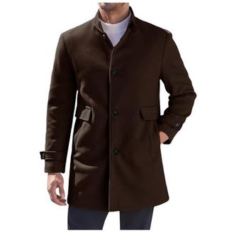 Generic Manteau Long Homme,Produit masculin Manteau dhiver &eacute;l&eacute;gant en laine longue veste mode confortable et chaud pour homme - Classique intemporel et raffin