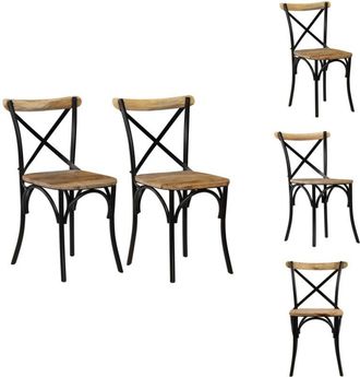 vidaXL Kreuzstühle 2 Stk. Schwarz Massivholz Mango - Kreuzstühle - Esszimmerstühle - Holzstühle - Mangoholz - Schwarze Stühle